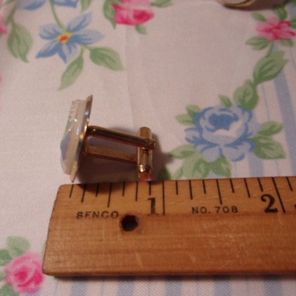Vintage | Accessories | Vintage White Iridescent Cuff Link Tie Clasp ...